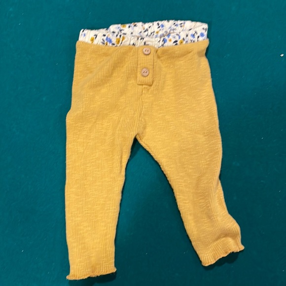 Zara | Bottoms | Zara Yellow Long Pants Ribbed Floral 69 Months | Poshmark